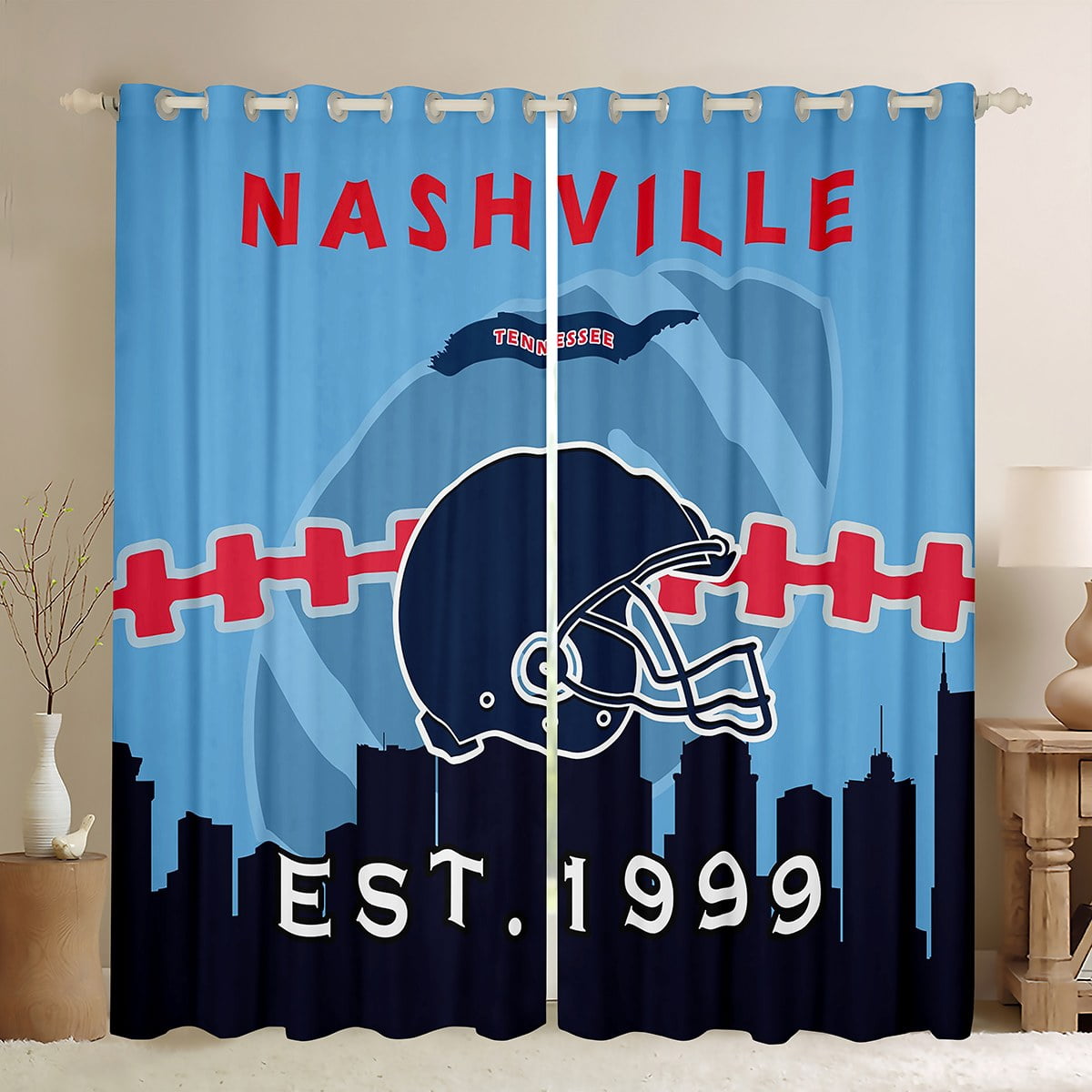 YST Football Blackout Curtains 52x84 inch,Football Curtains for Kids ...