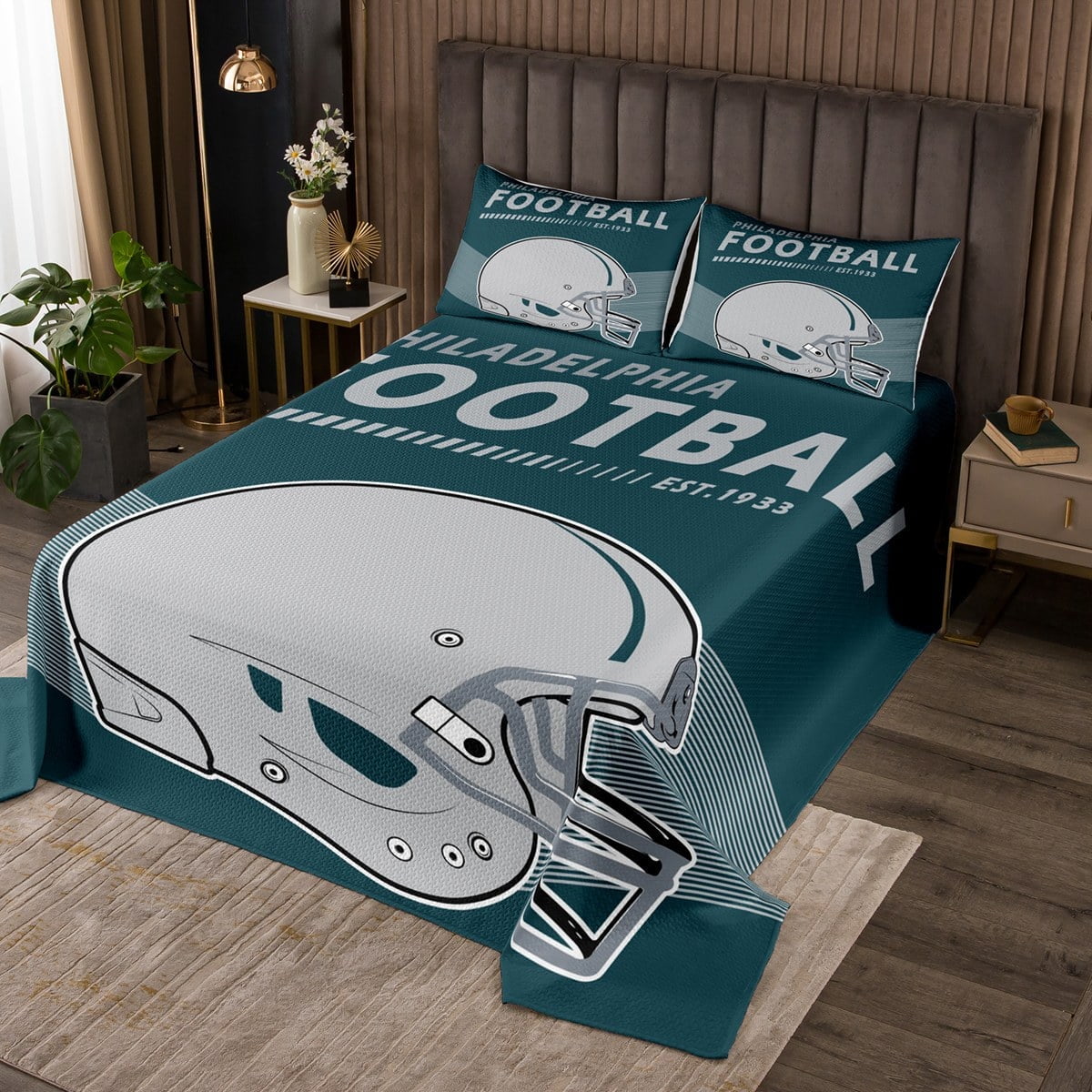 Football City Quilt Set American Football Fans Bedspread Set Queen ...
