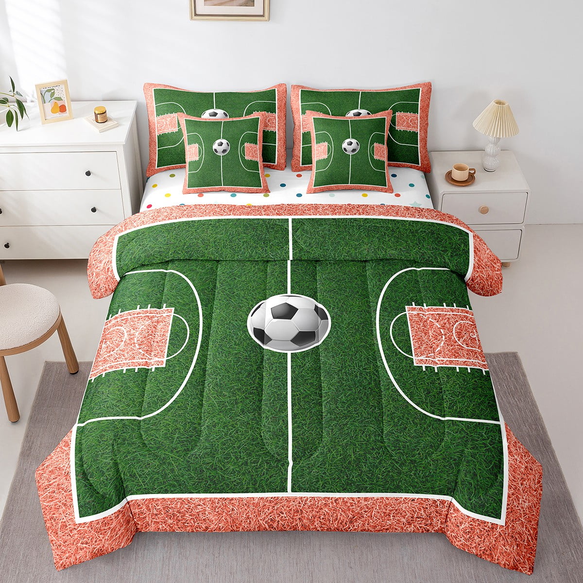 Football Comforter 7 Pieces Full Size Soccer Bedding Set Gaming Sports ...