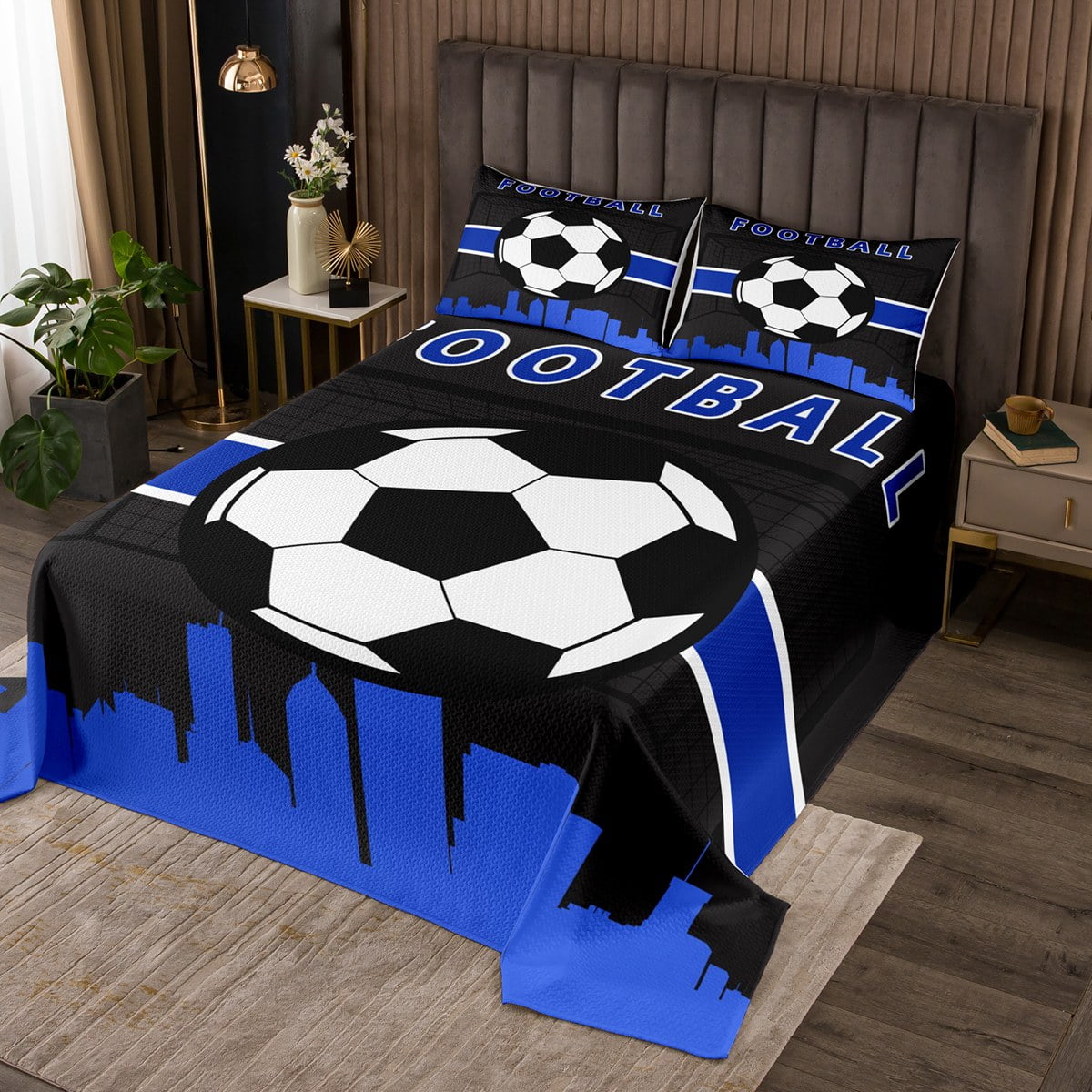 Football Coverlet King Size Soccer Bed Cover , Gamer Gaming Bedspread ...