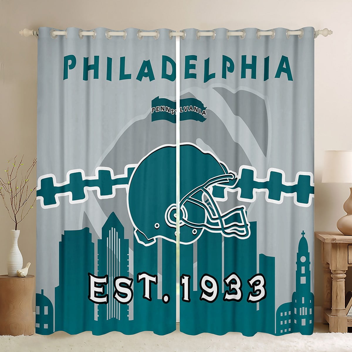 YST Football Curtains 42x90 inch,Sports Football Fans Blackout Curtains ...
