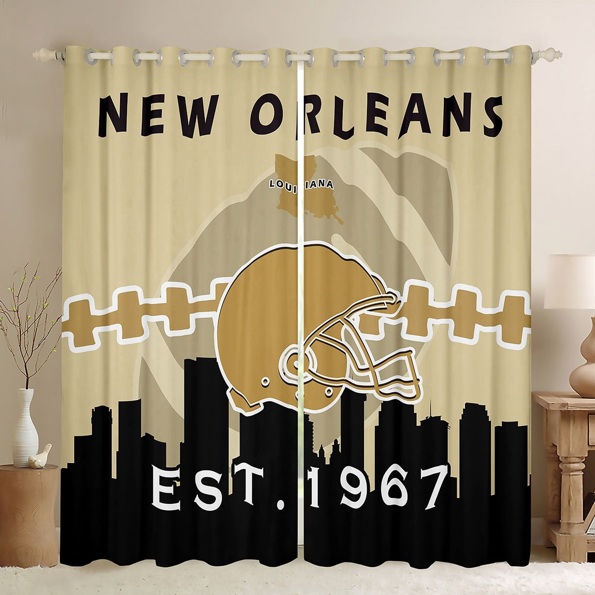 Erosebridal Football Curtains,Football Fans Blackout Curtains for Men ...