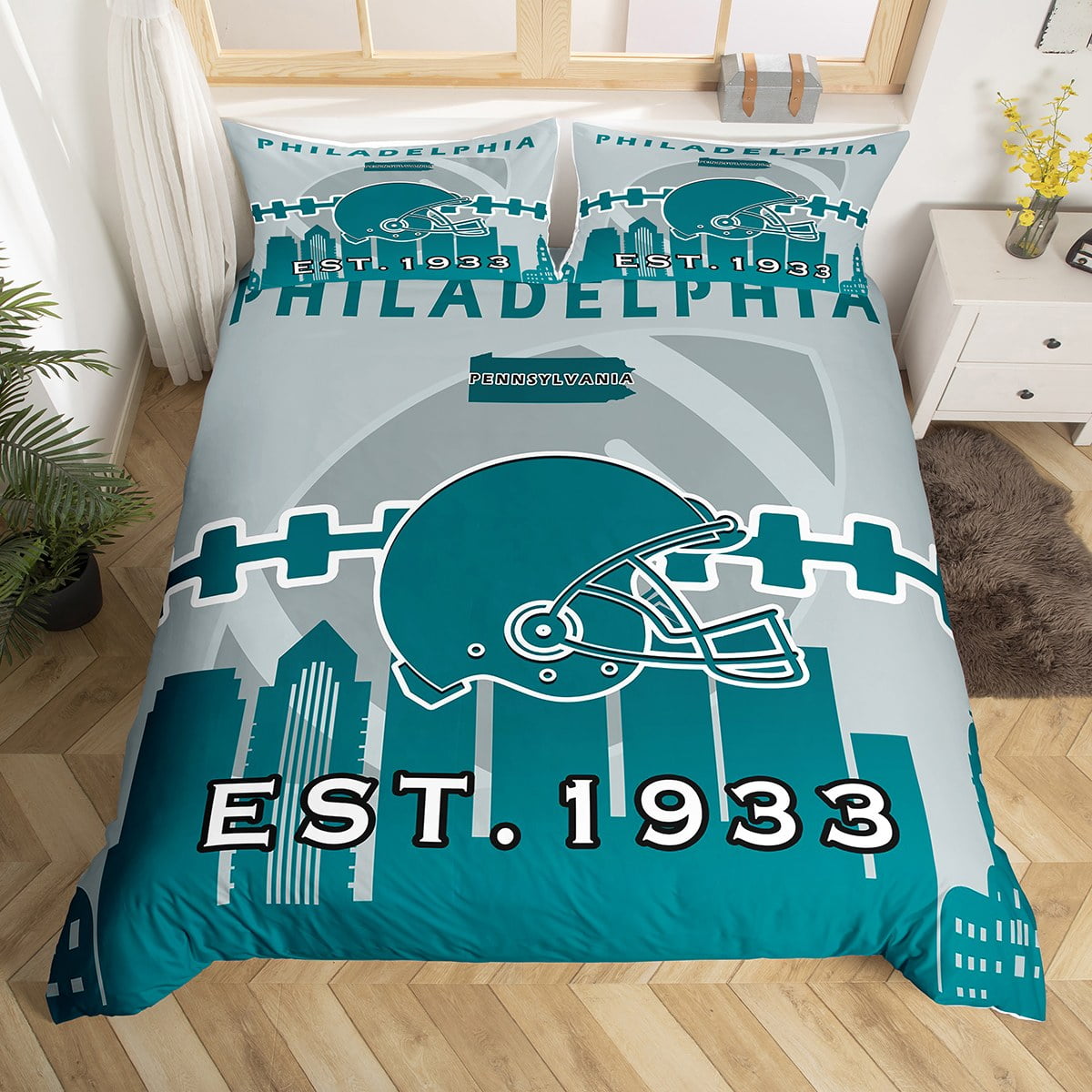 YST Football Duvet Cover Full,Sports Football Fans Bedding Set for Kids ...