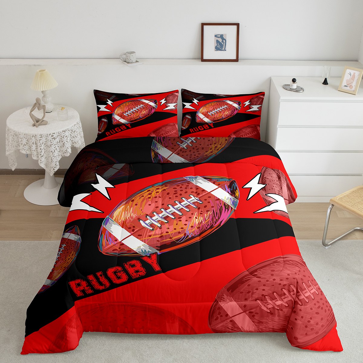 Football King Size Comforter Set Football Bedding Set Room Decor,Rugby ...