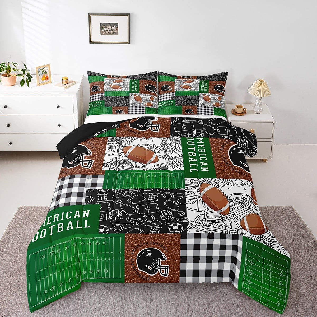 YST Football Queen Comforter Set for Boys Girls Kids,American Football ...