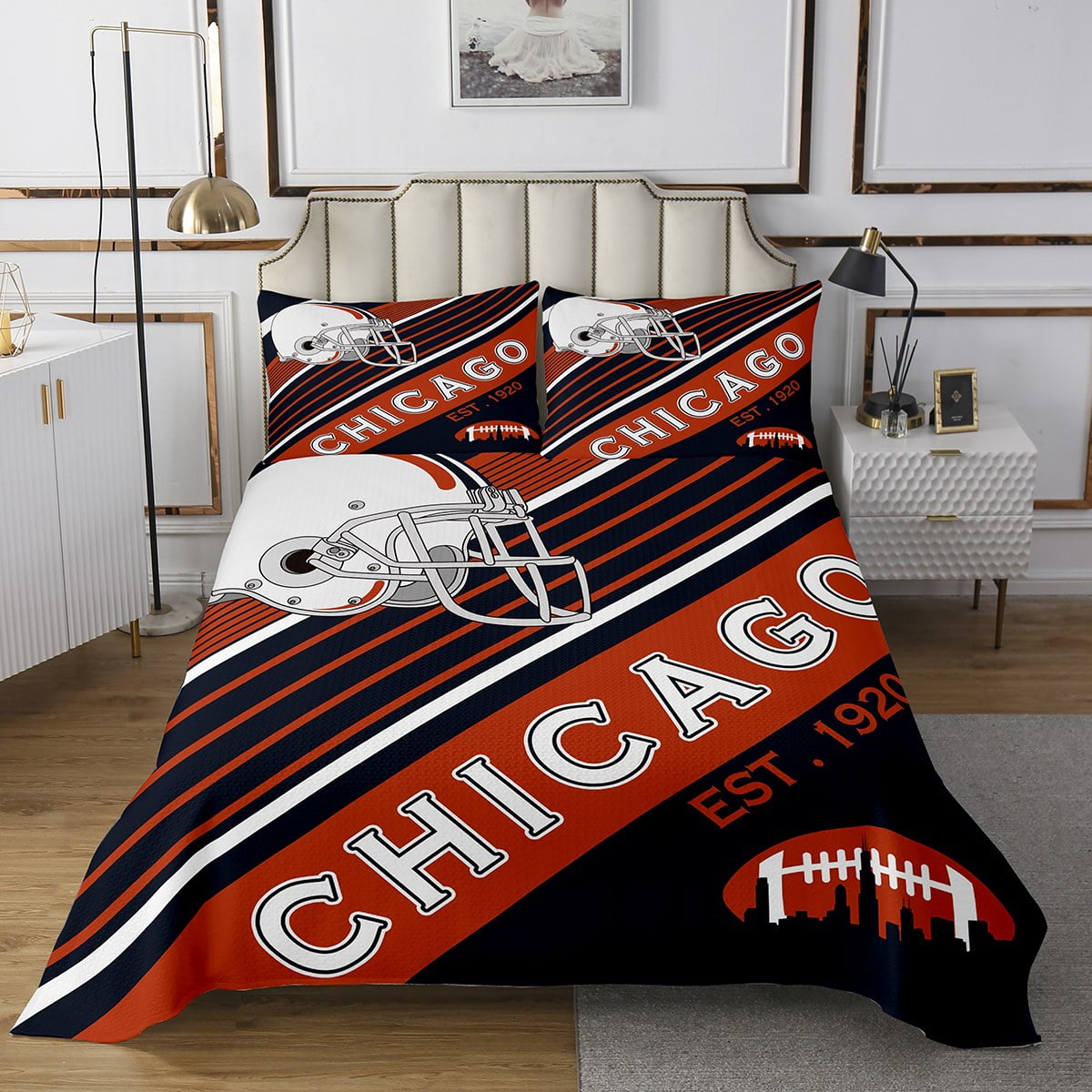 Football Quilt Set American Football Sports Decor Bedspread Set King, 3D Ball Games Coverlet Set ...
