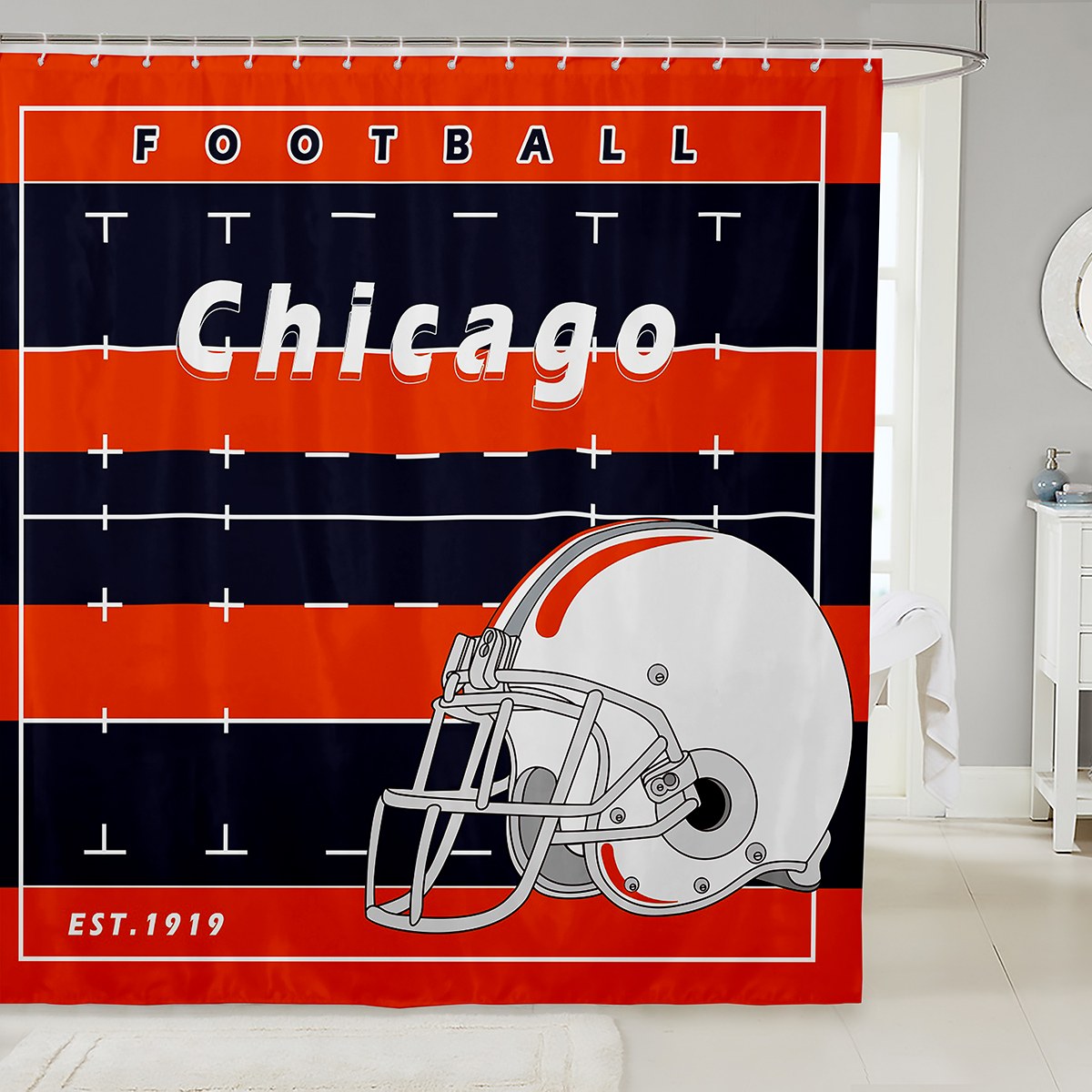 Football Sports Shower Curtain American Football City 72"Wx72"L Fabric ...