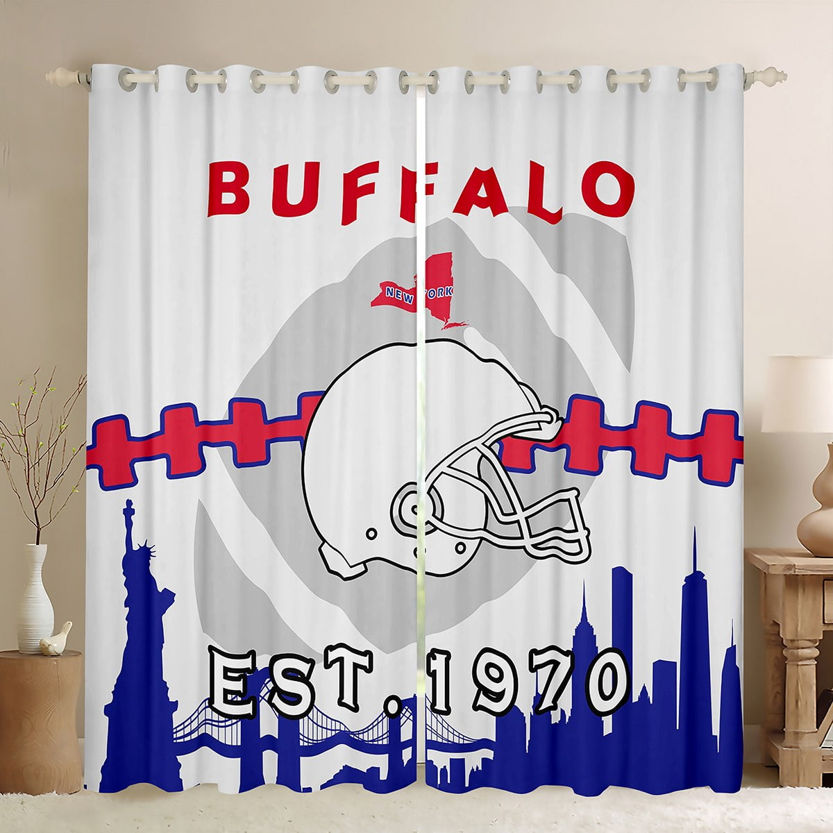 YST Football Themed Curtains 38x45 inch,Football Fans Blackout Curtains ...