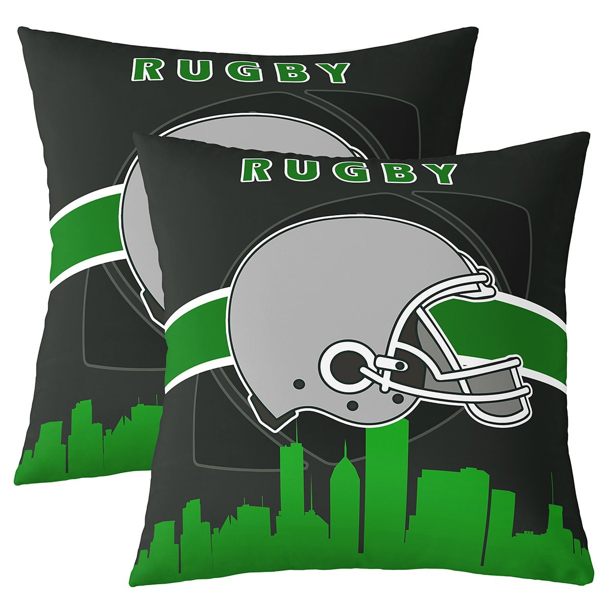 Football Throw Pillow Covers Set of 2 Rugby Cushion Covers 22x22 Inch ...
