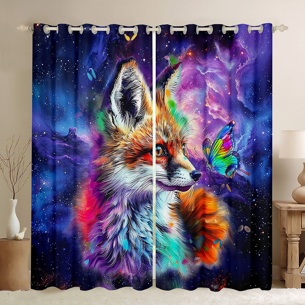 YST Fox Print Curtains & Drapes Woodland Wildlife Curtains, Cartoon ...