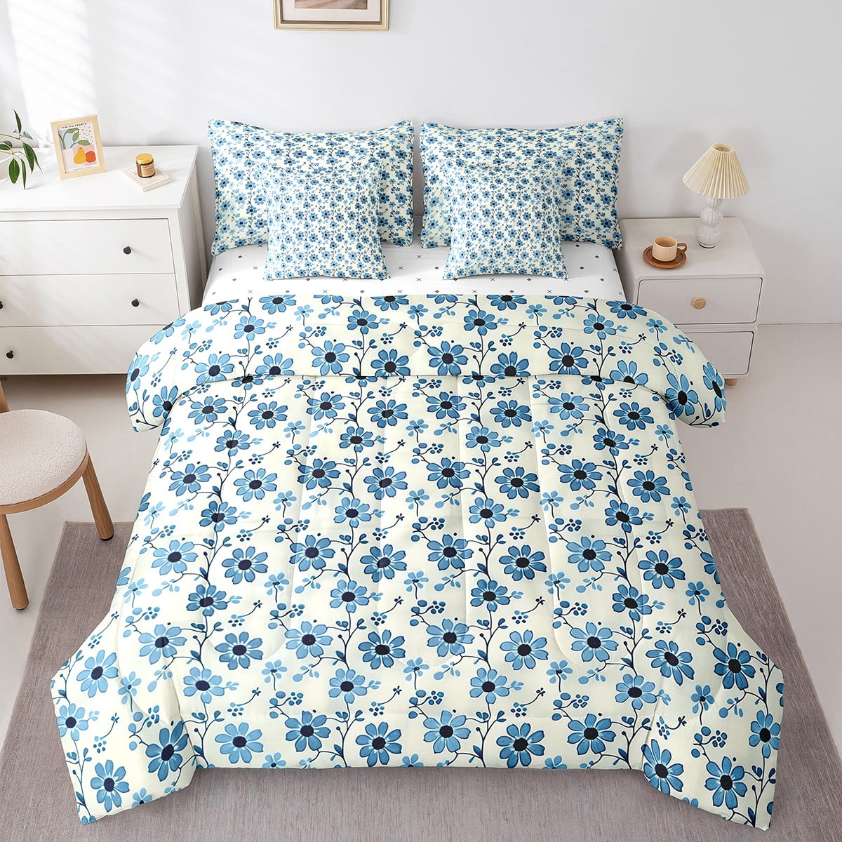 Fresh Rustic Farmhouse Comforter Set 7 Piece Bed In A Bag Twin,Blue ...