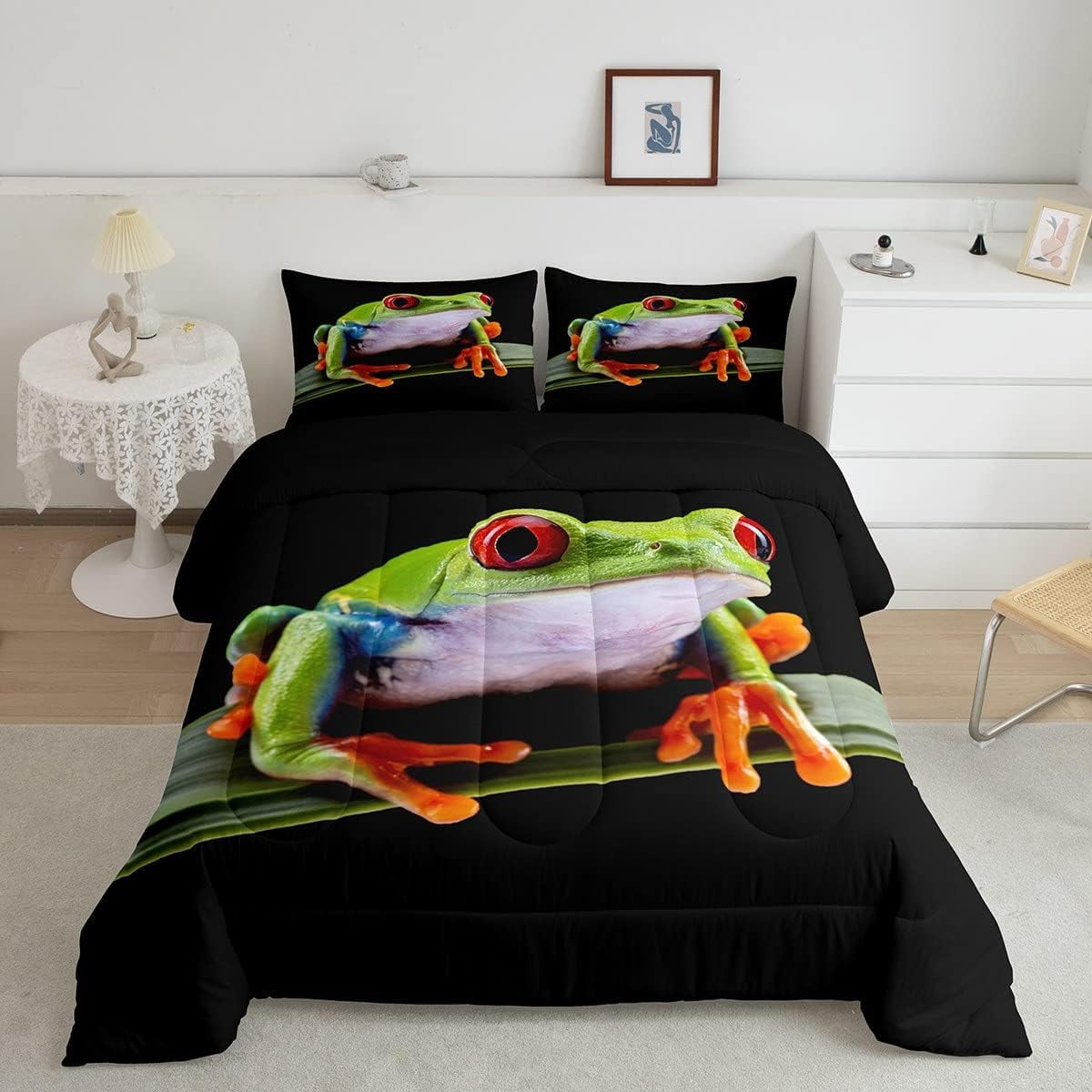 YST Frog Comforter Set Full Size 3D Animal Frog Print Bedding for Teens ...