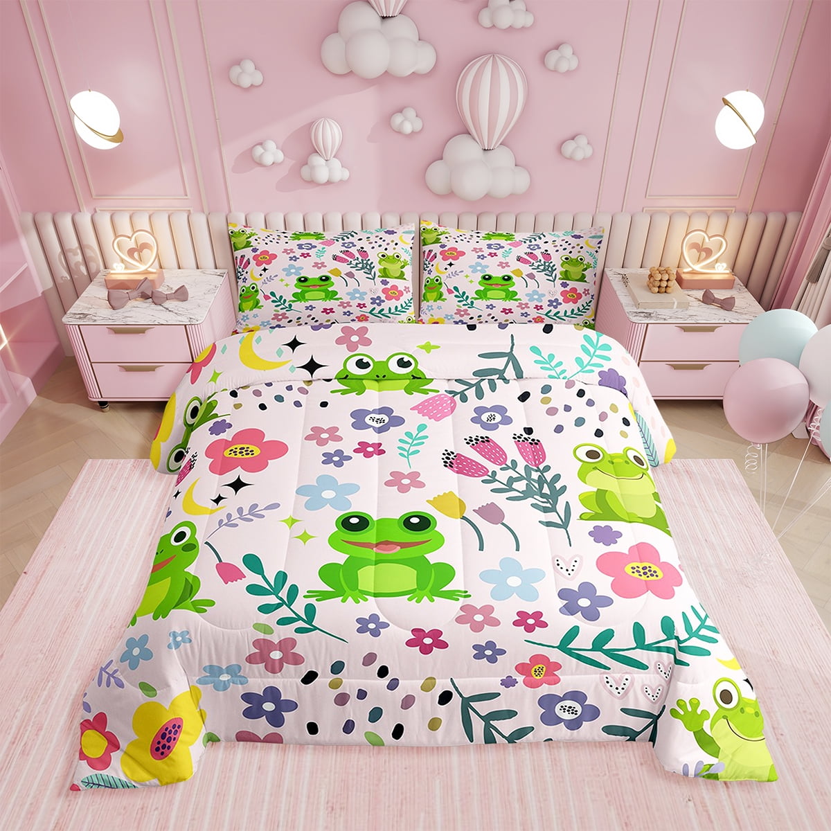 Frog Comforter Set ,Cartoon Reptile Animal Bedding Full Size,Kawaii ...