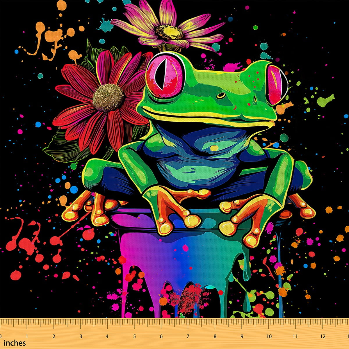 Erosebridal Frog Petals Fabric By The Yard, Flowers Animals Decorative ...