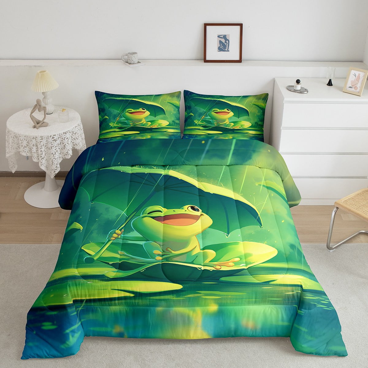 Erosebridal Frog Printed Bedding Set Queen Cartoon Frog Comforter Set ...