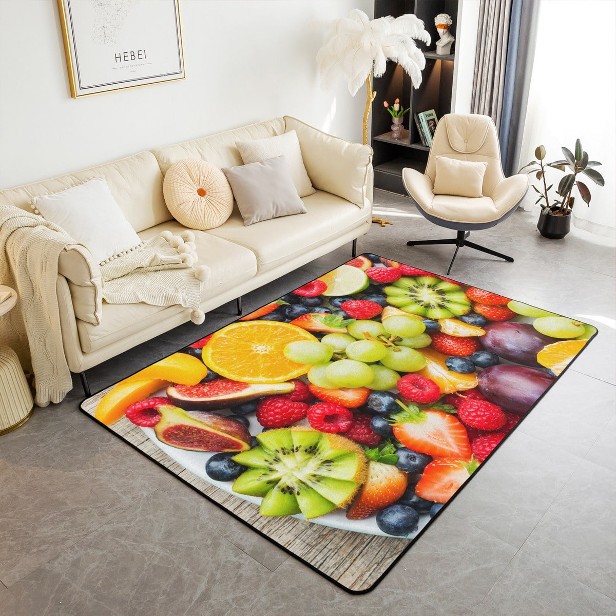 Erosebridal Fruit Area Rug 5x7 Adults,Orange Kiwi Grape Raspberry Rug ...