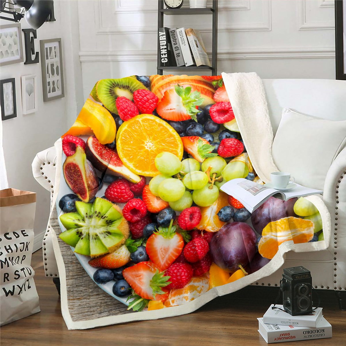 YST Fruit Blanket for Kids Adults,Orange Kiwi Grape Raspberry Blanket ...