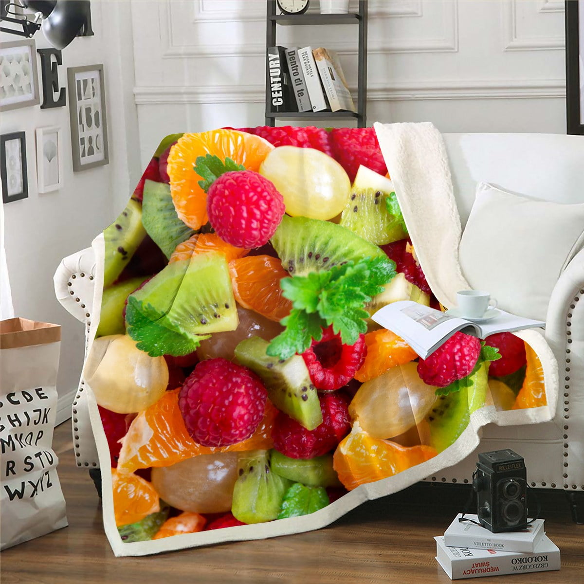 YST Fruit Blanket for Kids Teens Adults,Kiwi Orange Raspberry Blanket ...