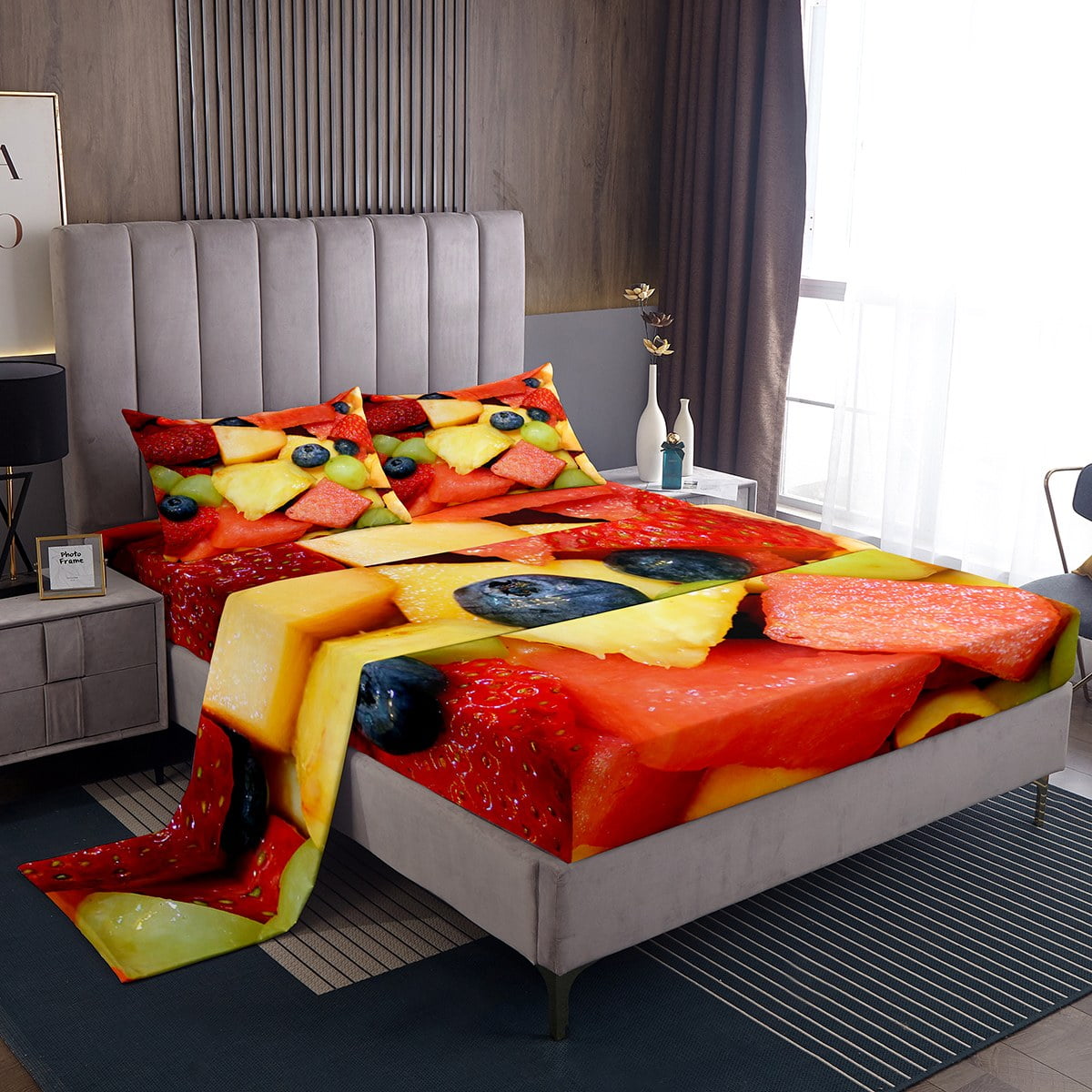 YST Fruit Salad Bed Sheets Full for Kids Adults,Blueberry Mango ...