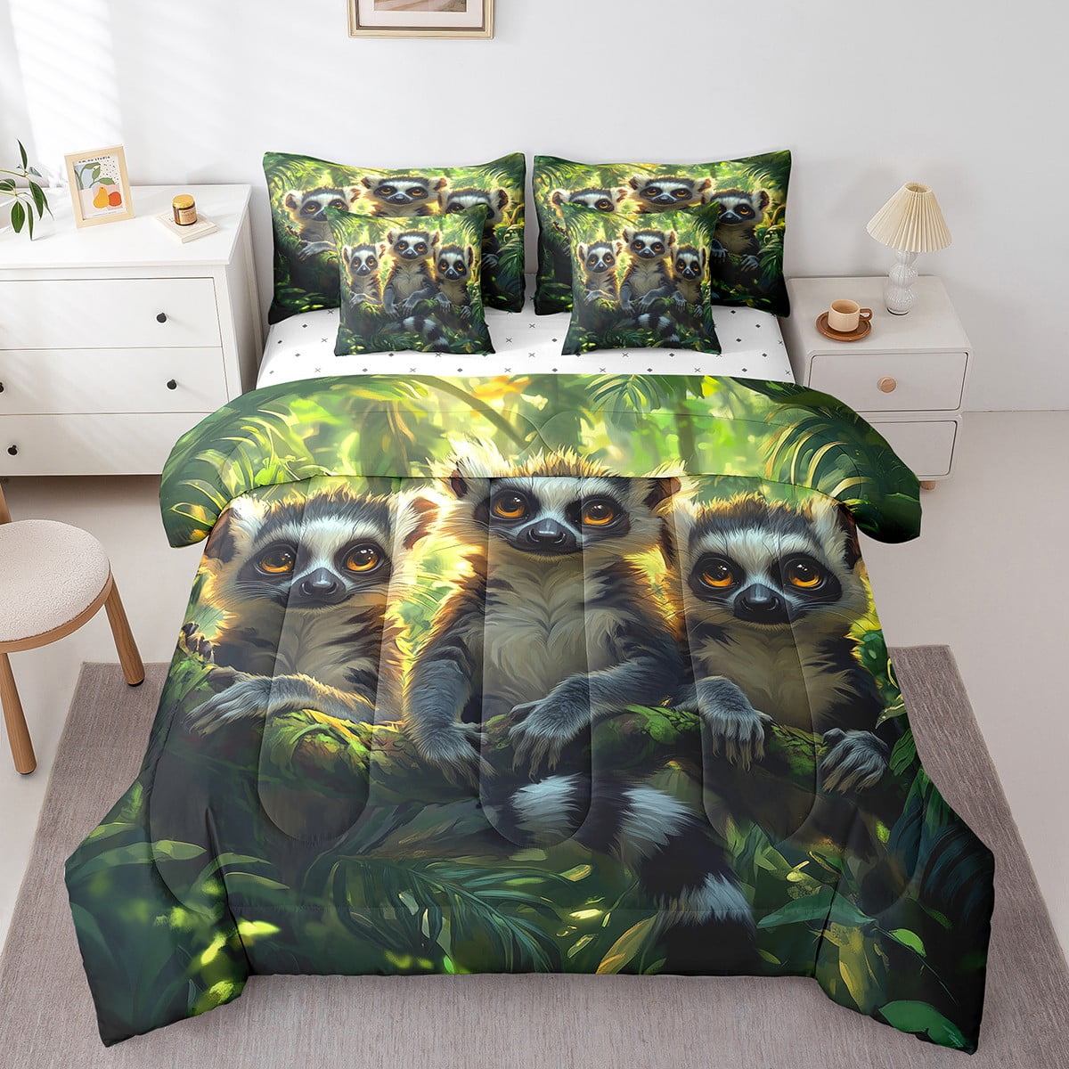 YST Full 3D Woodland Animal Comforter Sets 7-Piece,Jungle Raccoon ...