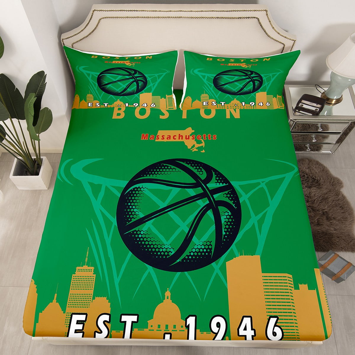 Full Basketball Fitted Sheet for Teens,Basketball Bed Sheets,Basketball Team Bed Set for Gift ...
