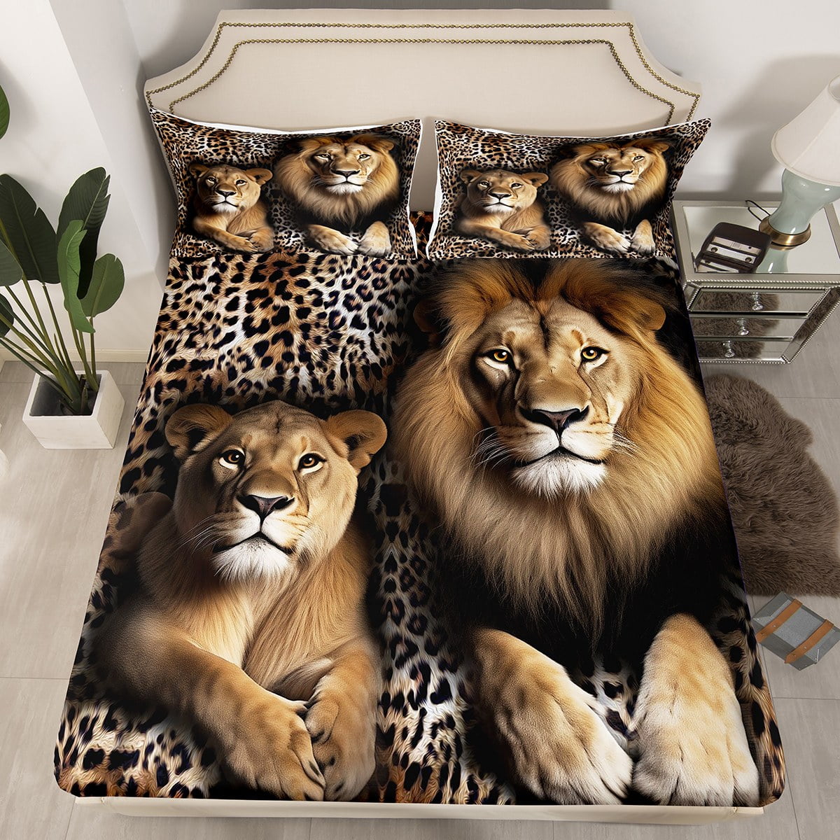 Erosebridal Full Bed Sheets Black 3D Lion Bedding Set Wild Animal Theme ...