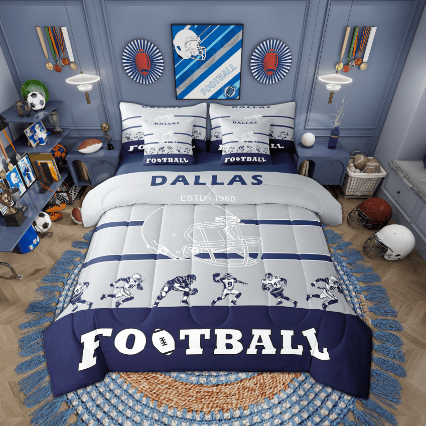 Full Comforter Set 7 Pieces,American Football Reversible Bed in a Bag ...