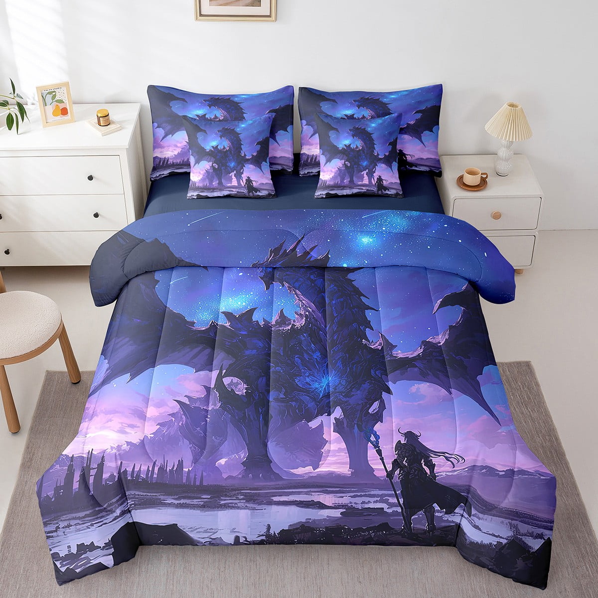 Erosebridal Full Dragon Comforter Set 7 Piece,Cartoon Dragon Bed In A ...