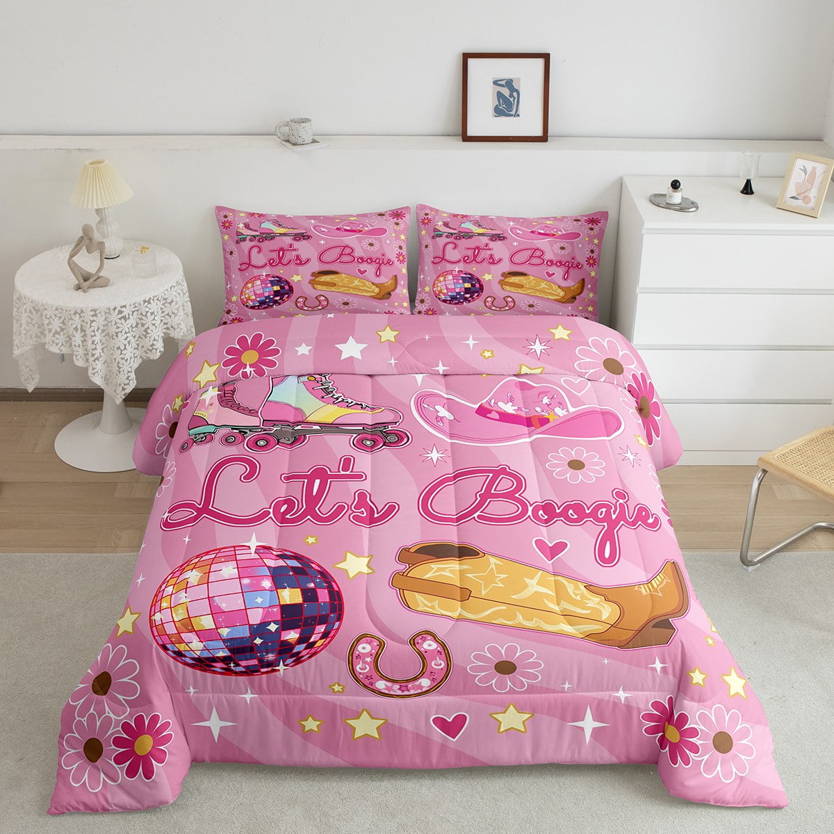 YST Full Groovy Flower Comforter Set For Girls, 90S Vintage Floral ...