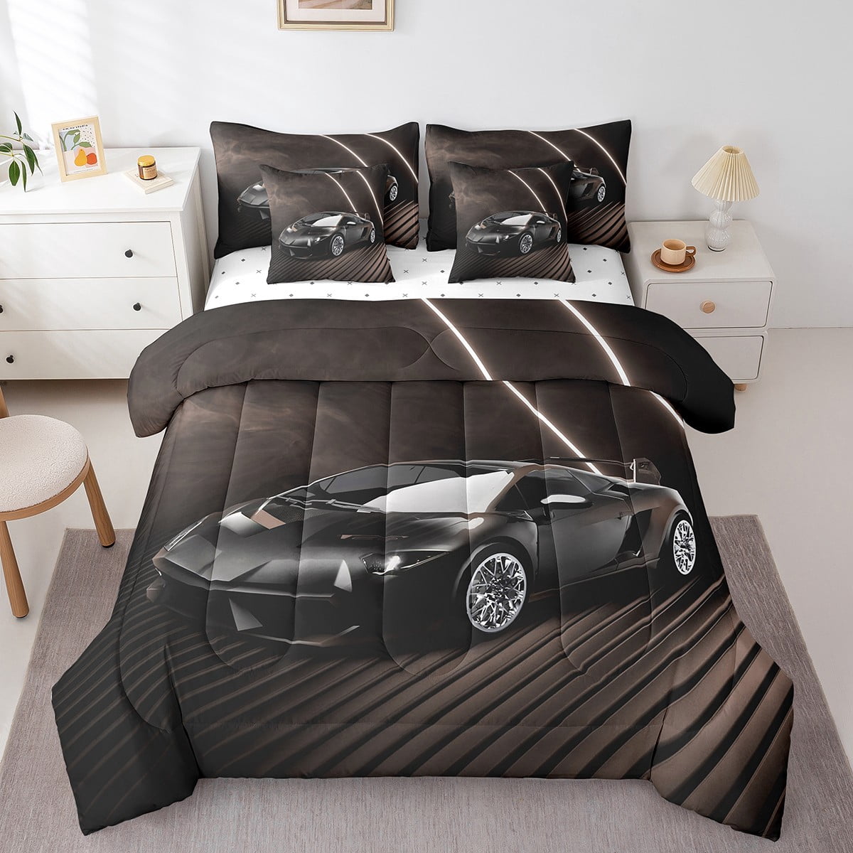 YST Full Race Car Comforter For Boys, Racing Car Bed In A Bag 7 Pieces ...