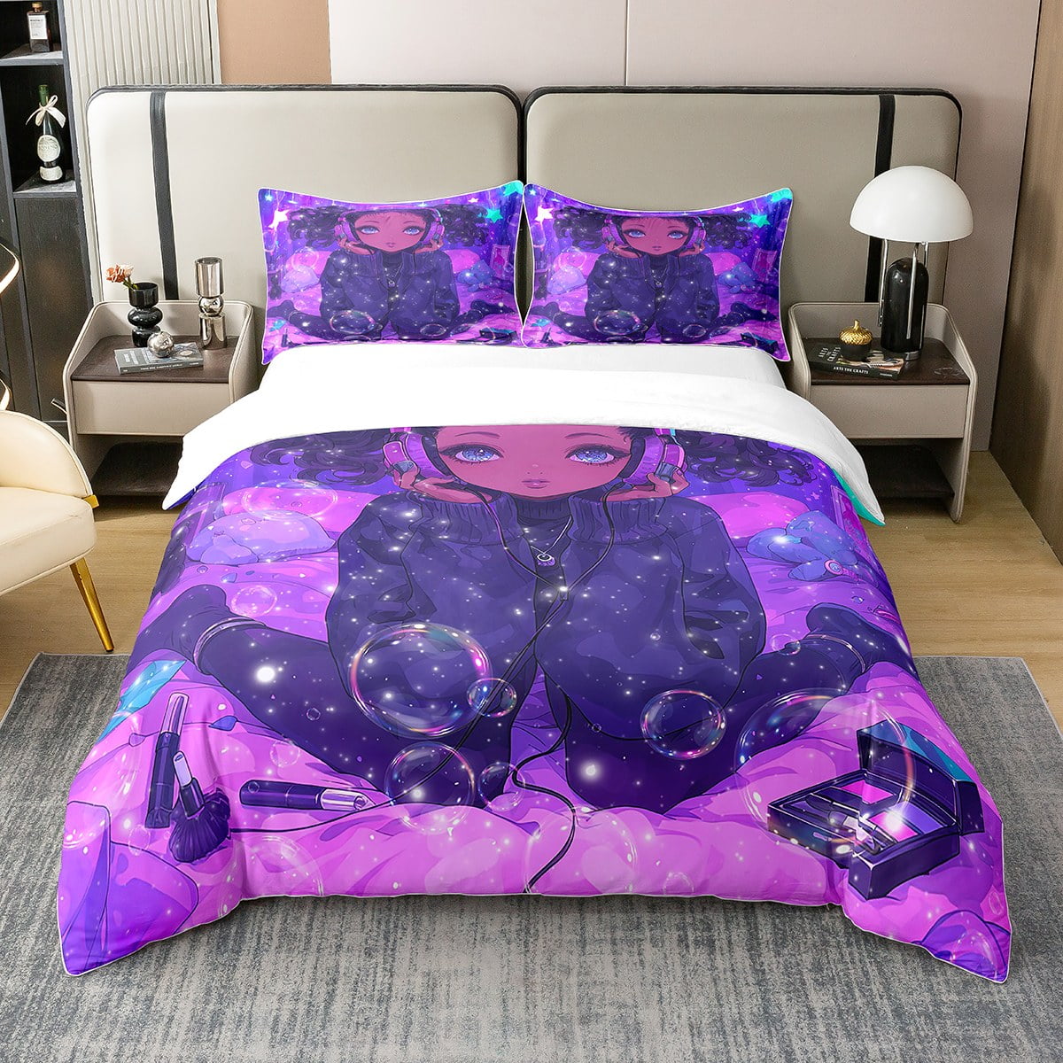 Erosebridal Full Size Afro Pretty 100% Cotton Duvet Cover for Teens Princess Cute Room Decor ...