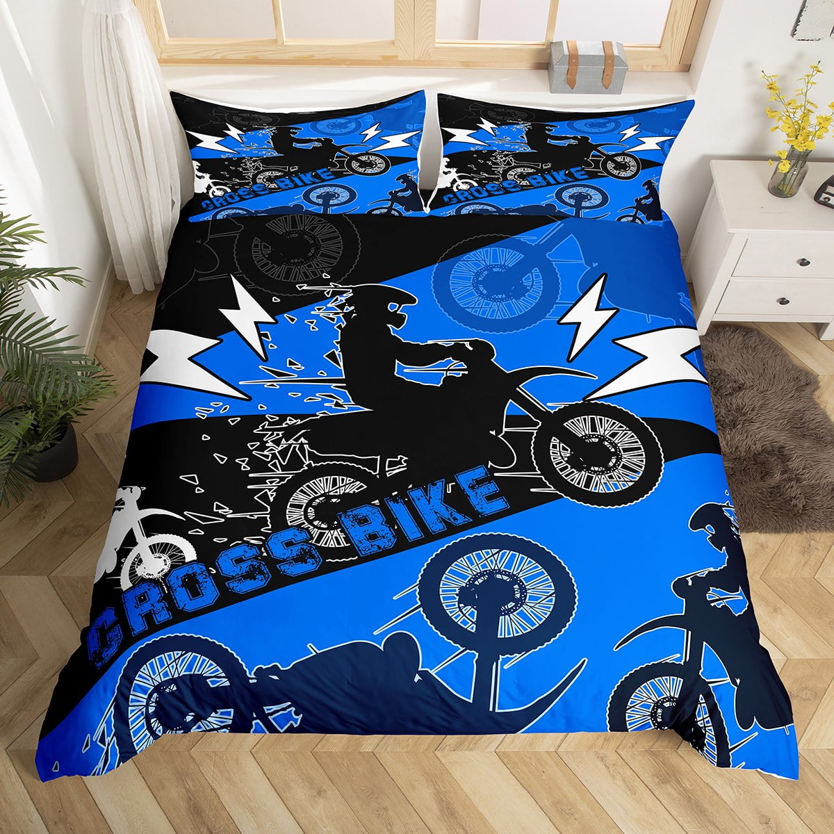 Erosebridal Full Size Dirt Bike Bedding Set Motocross Duvet Cover ...