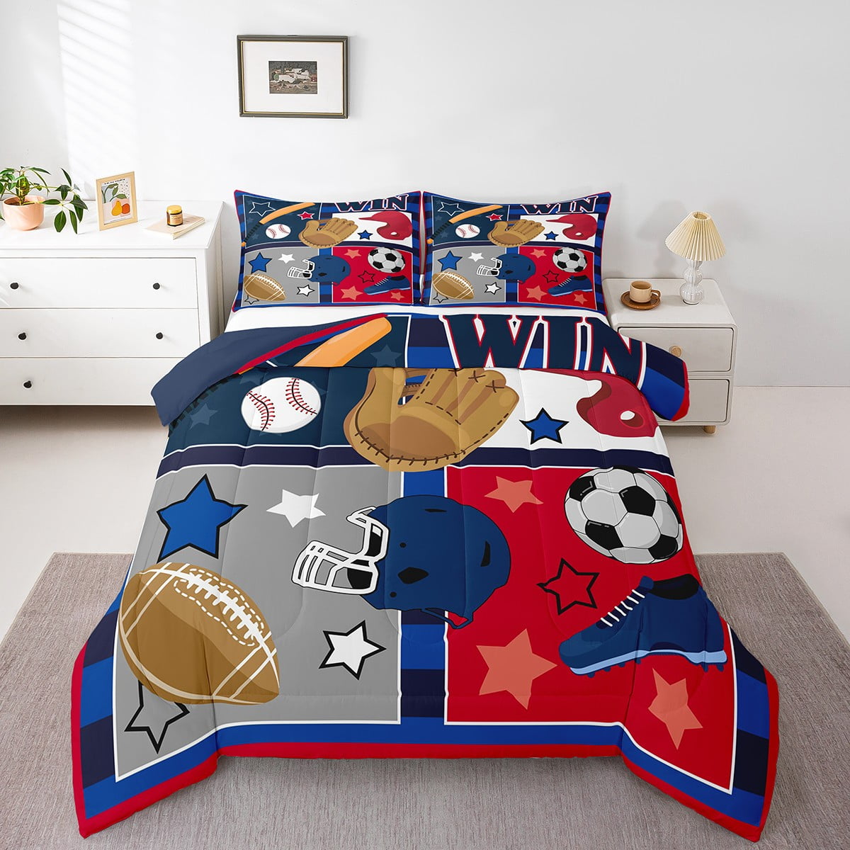 Full Size Football Bedding Set ,Baseball Comforter Set Sports Themed ...