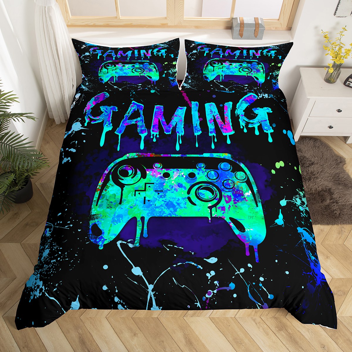 Erosebridal Full Size Gamer Duvet Cover,Gaming Bedding Sets Teens ...