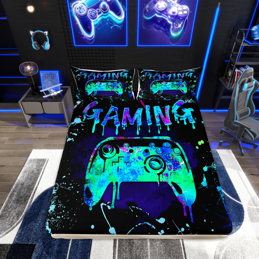 Erosebridal Full Size Gamer Fitted Sheet,Gaming Bedding Sets Teens ...