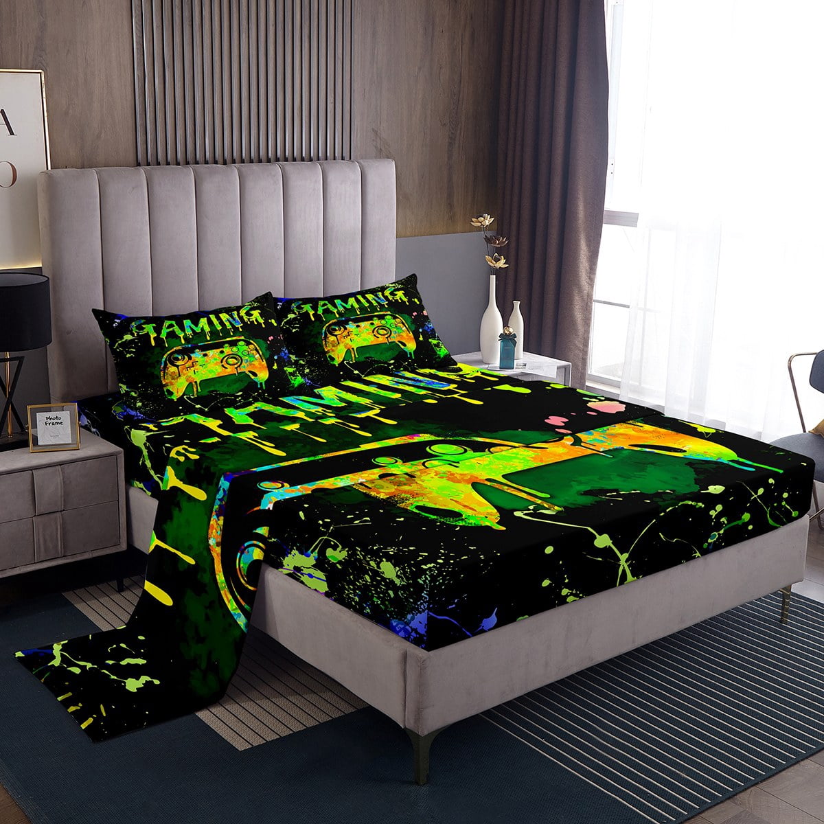 Erosebridal Full Size Gamer Sheet Set,Gaming Bed Sheets Teens,Gamepad ...
