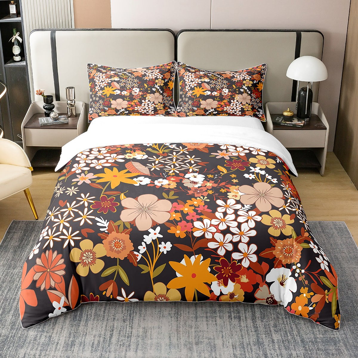 YST Funky Flower 100% Cotton Duvet Cover for Girls Youth,Colorful ...