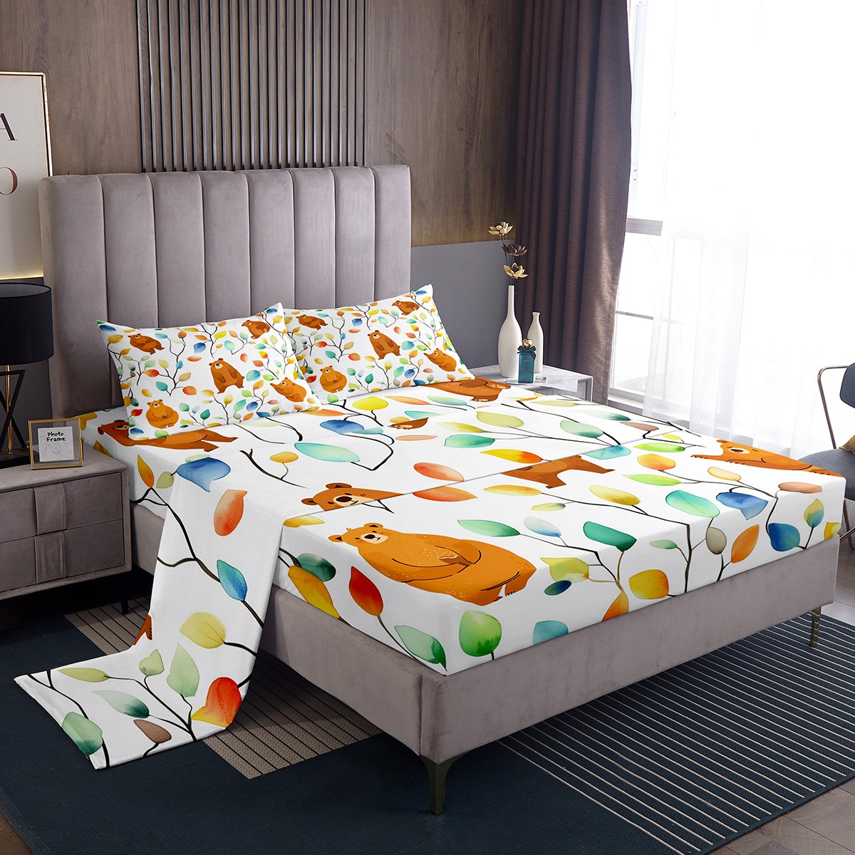Erosebridal Funny Bear Full Sheets Chic Elegant Floral Bed Set ...