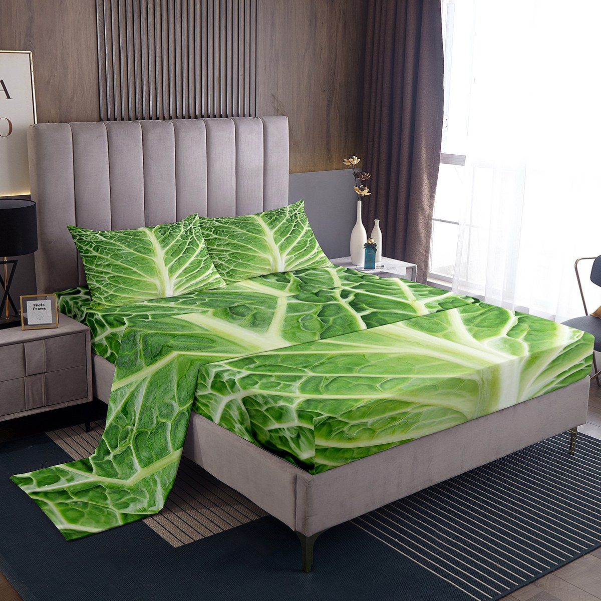 YST Funny Cabbage Leaf Bed Sheets Full for Kids Adults,Green Lettuce ...
