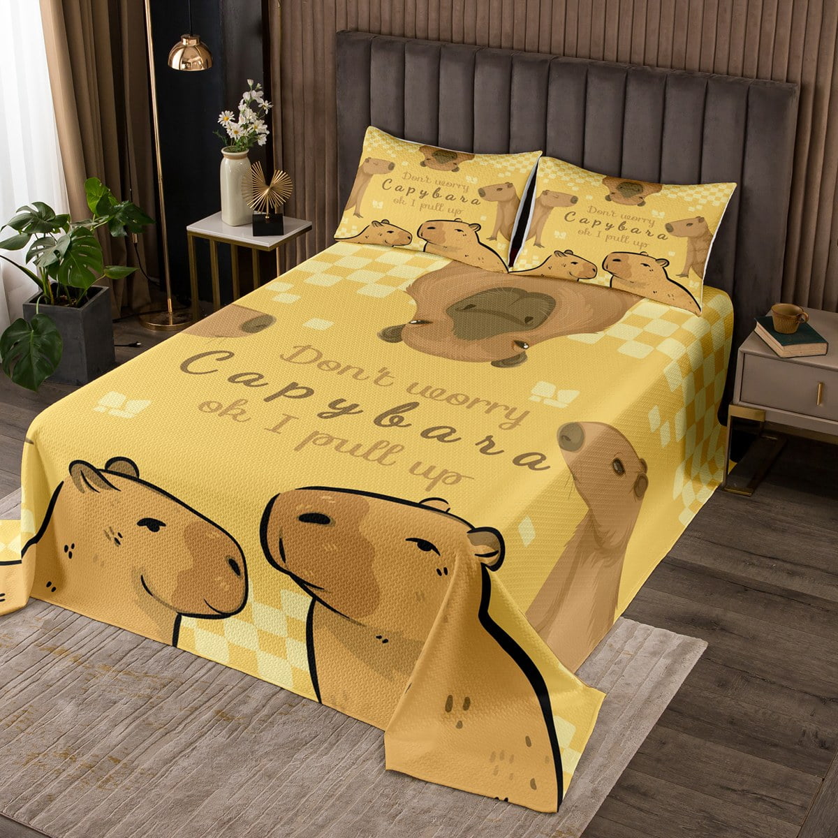YST Funny Capybaras Quilt Set Twin Kids Cute Capybara Bedspread Gifts ...