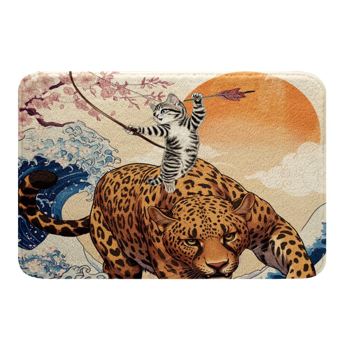 Erosebridal Funny Cat Bath Mat Non Slip Cheetah Leopard Bathroom Rug ...