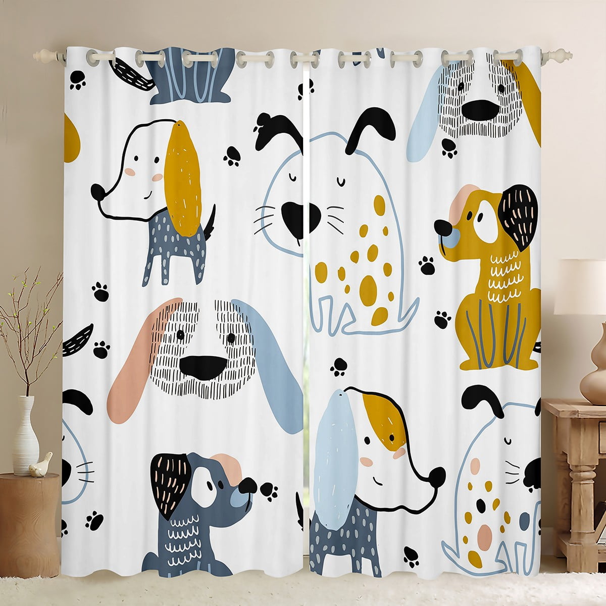 YST Funny Dog Blackout Curtains for Kids Boys Girls Cute Cartoon Pug ...