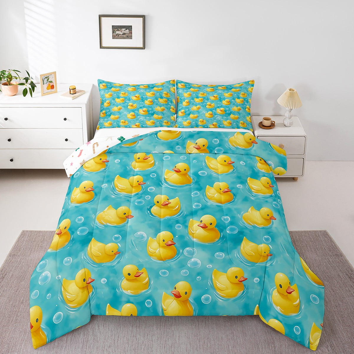 Funny Duck Twin Bedding Set,Yellow Rubber Duck Comforter Set,Cute Gifts ...