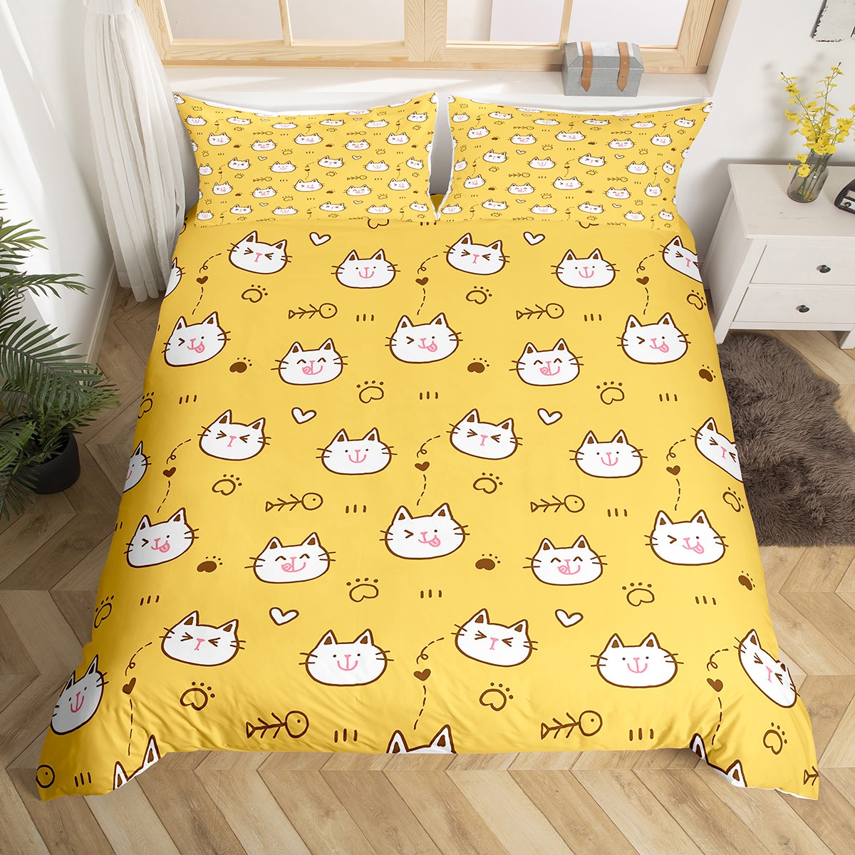 YST Funny Duvet Cover Queen Cat Bedding Set for Kids Teen, Pet Lovers ...