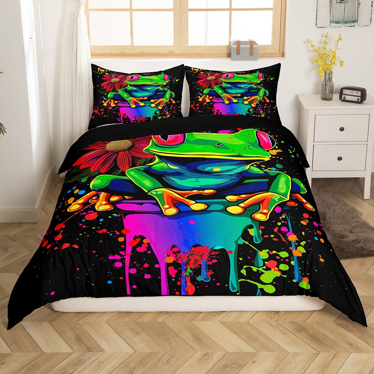 YST Funny Frog Duvet Cover Full Size for Boys Girls Cartoon Animal Wildlife Bedding Set ...