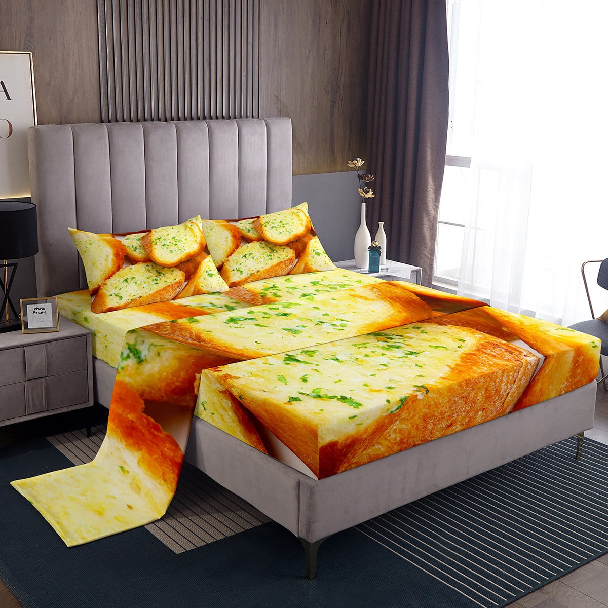YST Funny Realistic Food Themed Sheet Set for Kids Adults,Garlic Bread ...