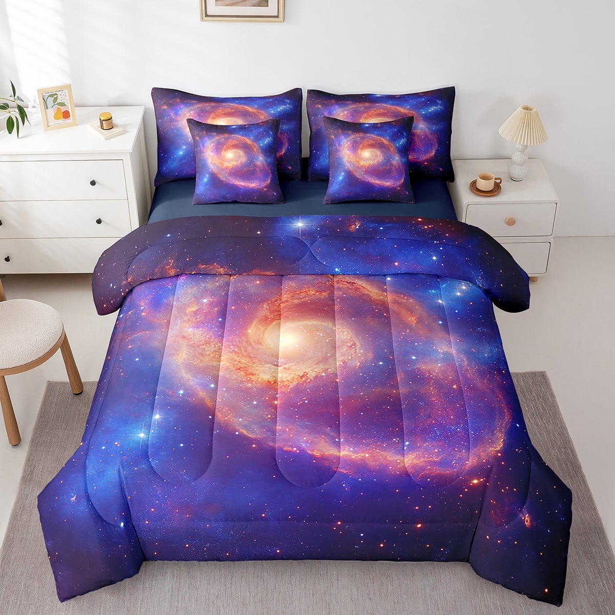 Galaxy Queen Comforter Set With Sheets 7 Piece Solar System Bed In A ...