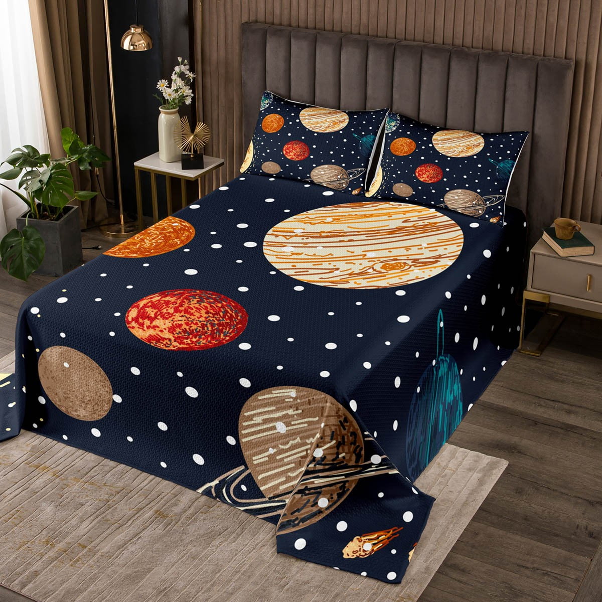 YST Galaxy Quilt Set Queen Solar System Bedspread for Boys Girls ...