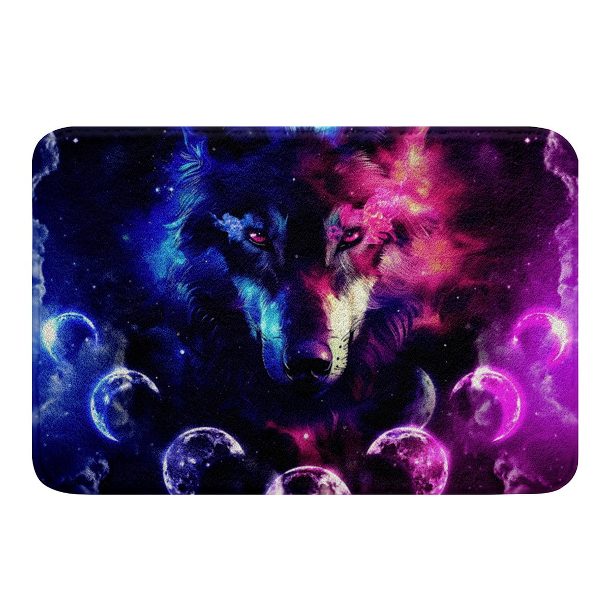 Erosebridal Galaxy Wolf Bathroom Rugs,Pink Blue Starry Sky Moon Bath ...