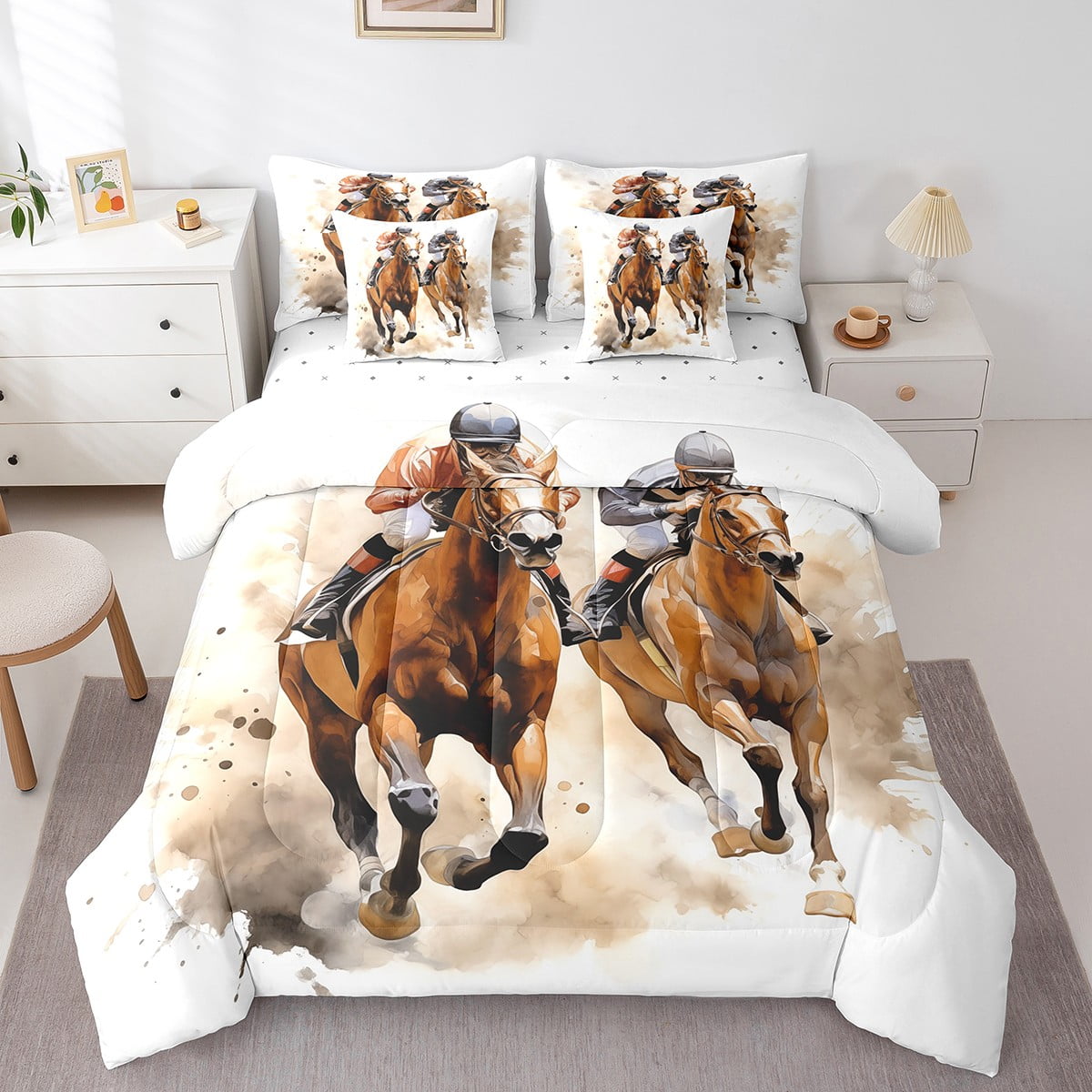 Galloping Horse Bed In A Bag 7-Piece Horse Racing Full Size Comforter ...